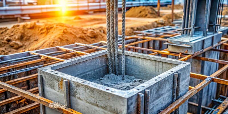 Constructing a Solid Foundation Steel Formwork Concrete Pour and Pillar ...
