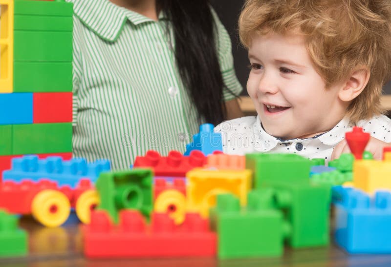 Constructing with Toy Buiding Blocks is Fun Stock Photo - Image of cute ...