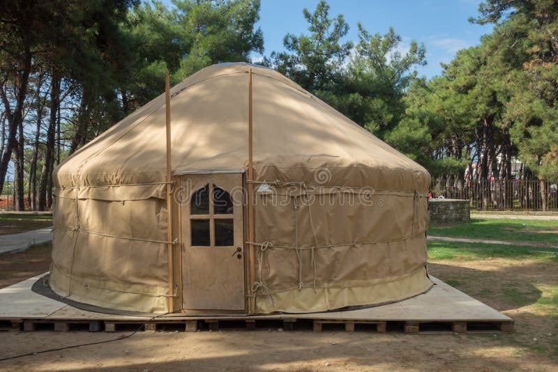 Constructing a Yurt, Called a Ger Stock Photo - Image of nomadic, door ...
