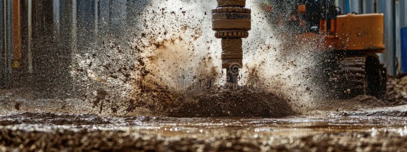 Construction Activity Shows Heavy Machinery Drilling and Creating a ...