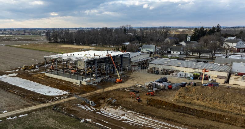 Construction Activity Underway on a New Facility in a Rural Area with ...