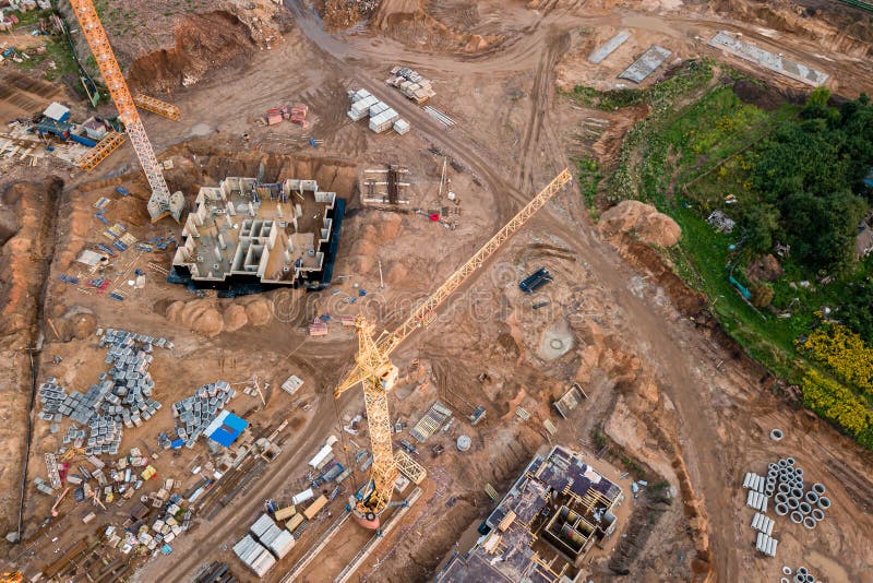 Construction aerial view stock image. Image of structure - 183648297