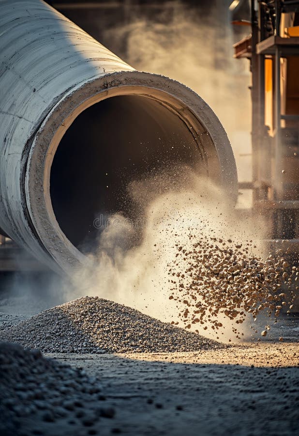 Construction Aggregate Concrete Pipe Pouring Dust High Quality Image ...