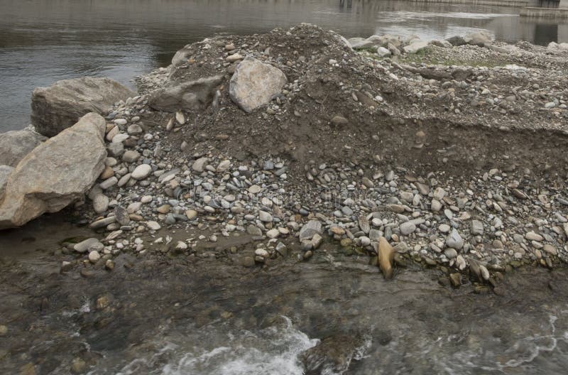 Construction Aggregate in River Regulation Stock Photo - Image of ...
