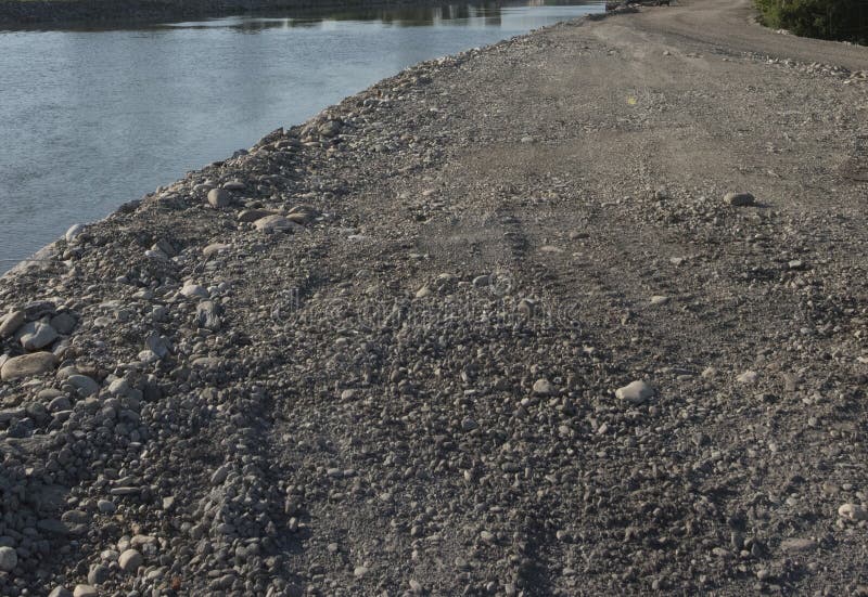 Construction Aggregate in River Regulation Stock Image - Image of ...