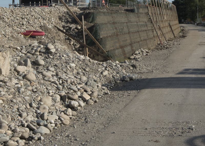 Construction Aggregate in River Regulation Stock Image - Image of ...