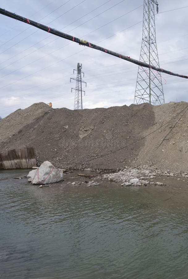 Construction Aggregate in River Regulation Stock Photo - Image of ...