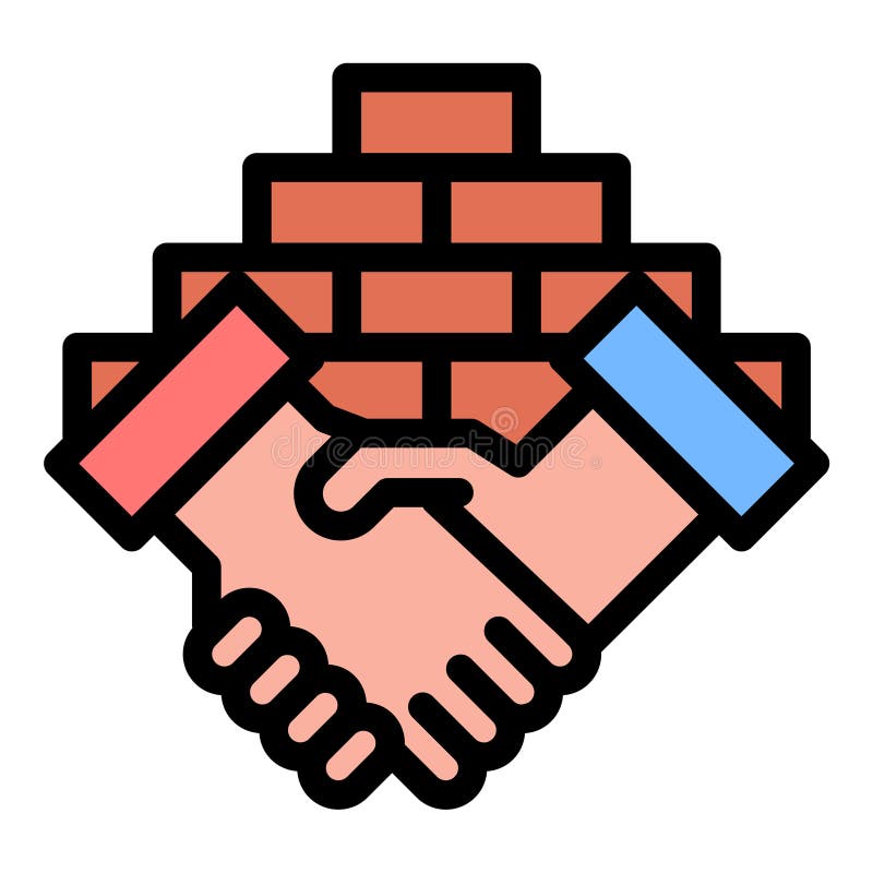 Construction Agreement Icon Building Contract in Flat Line Color Style ...