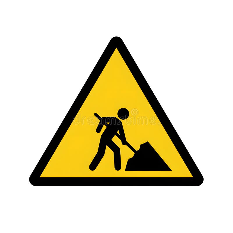 Construction Ahead: Warning Sign Depicting Worker Digging with Shovel ...