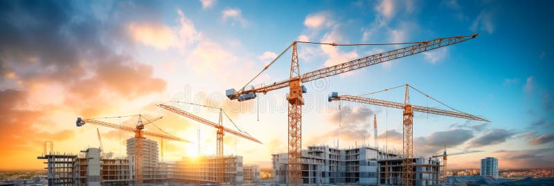Construction of Apartment Building Cranes Above Unfinished Multistorey ...