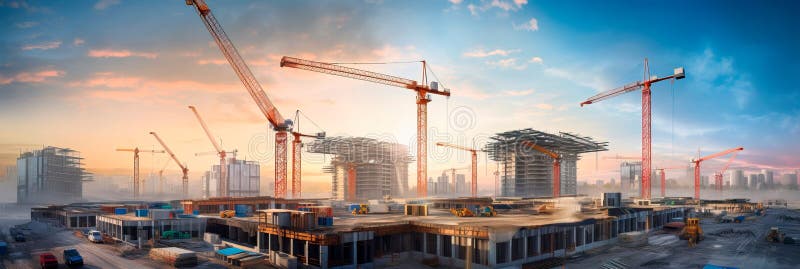 Construction of Apartment Building Cranes Above Unfinished Multistorey ...