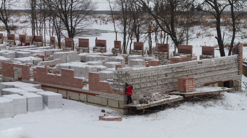 Construction of an Apartment Building Made of Foam Blocks and Bricks in ...