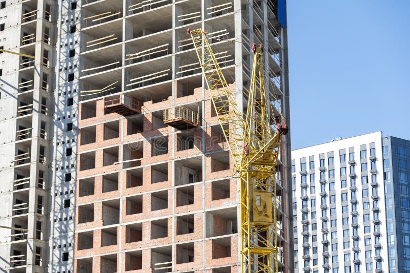 Construction of Apartment Buildings, Dense Urban Development. the ...