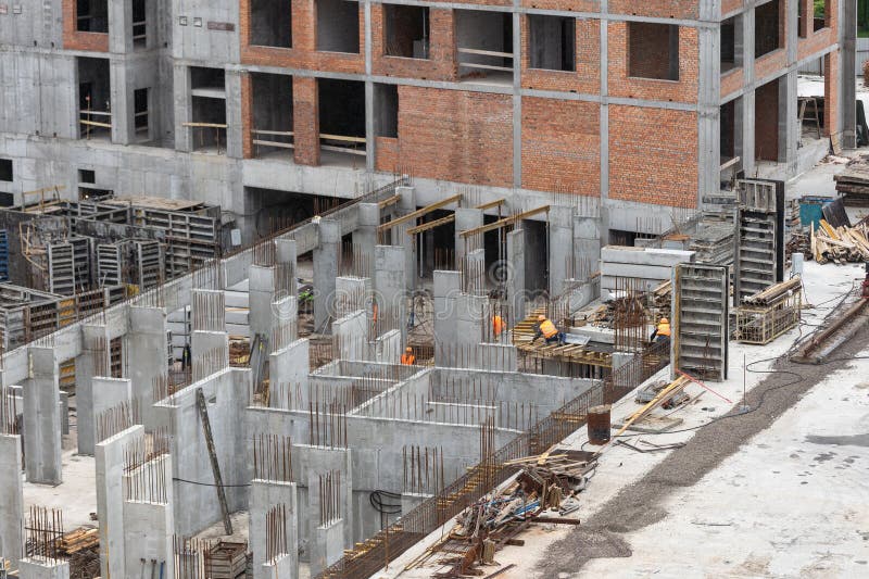 Construction of Apartment Buildings, Dense Urban Development. the ...