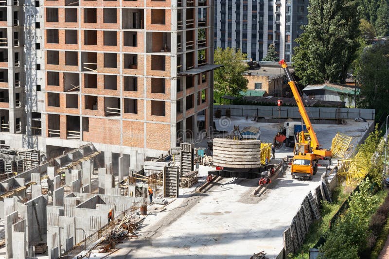 Construction of Apartment Buildings, Dense Urban Development. the ...