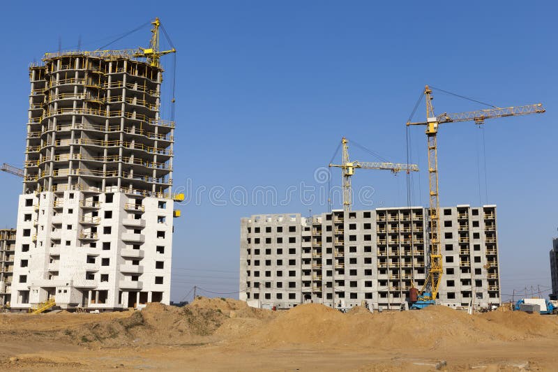 Construction of Apartment Houses in the Developing Area Editorial Stock ...