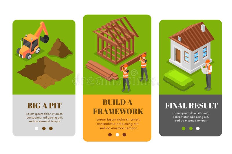 Construction App Design in Isometric View Stock Illustration ...