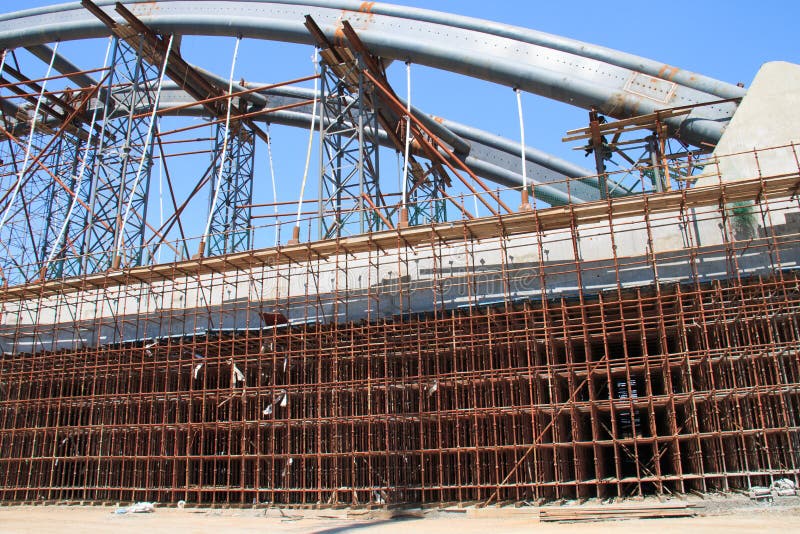 Construction of Arch Bridge Stock Image - Image of structure ...