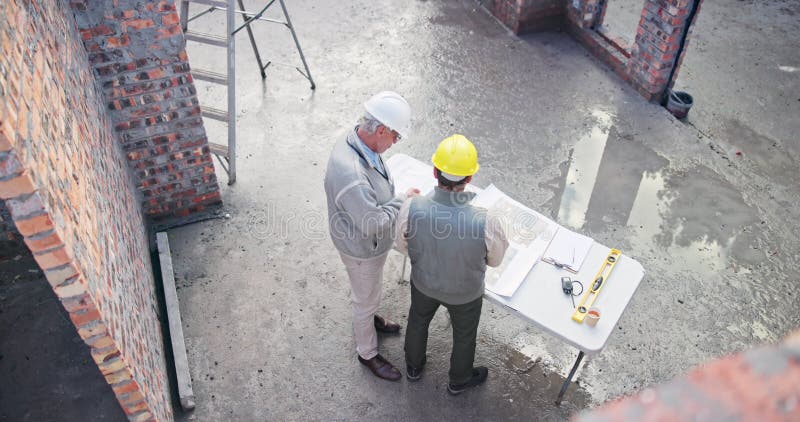 Construction, Architect Blueprint and Men with Engineer, Development or ...