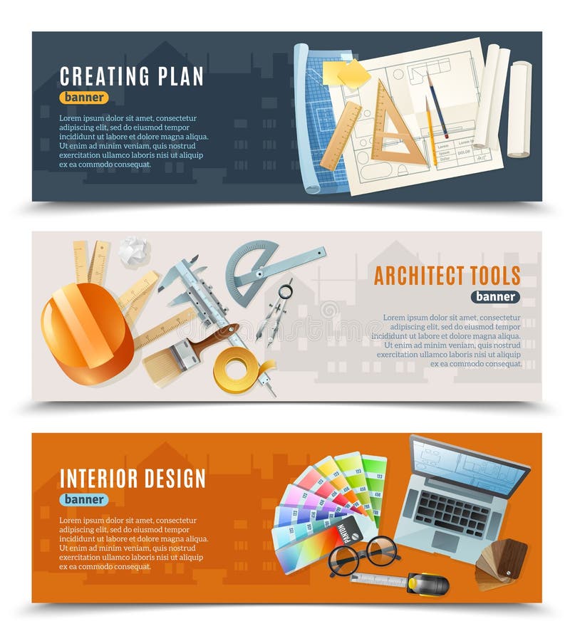 Construction Architect Vertical Banners Stock Vector - Illustration of ...