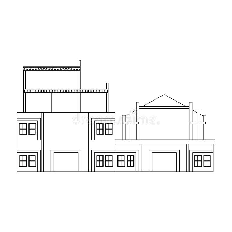 Construction Architectural Engineering Work Cartoon in Black and White ...