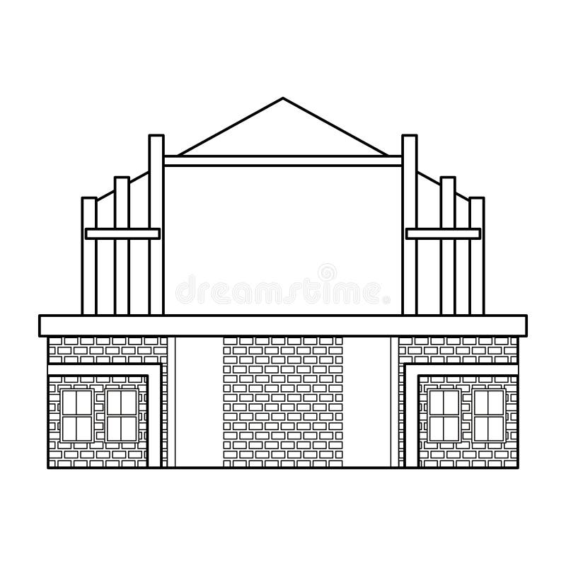 Construction Architectural Engineering Work Cartoon in Black and White ...