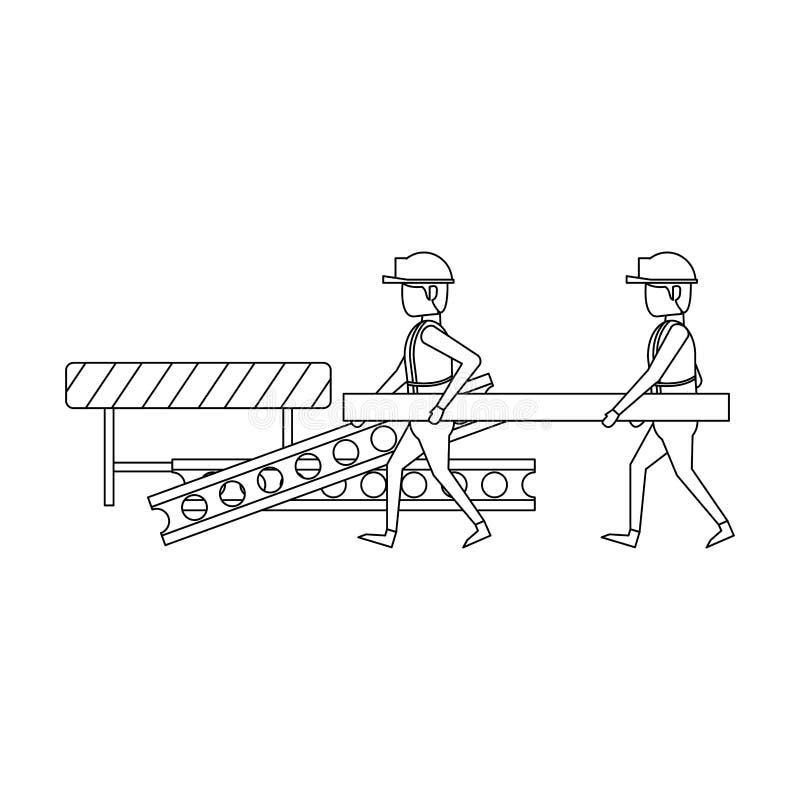 Construction Architectural Project Plan Cartoon in Black and White ...