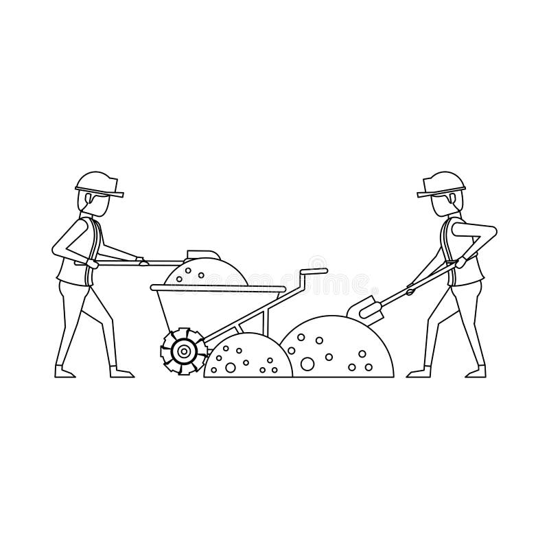 Construction Architectural Engineering Work Cartoon In Black And White ...