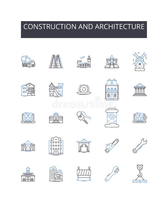 Construction and Architecture Line Icons Collection. Building, Design ...