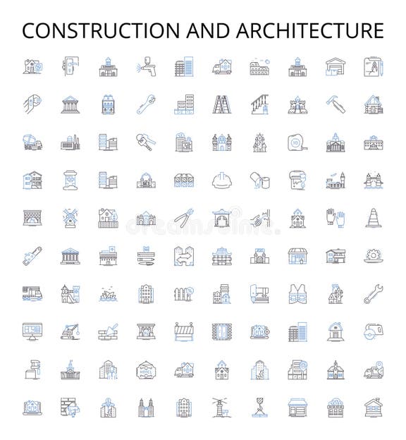 Construction and Architecture Outline Icons Collection. Building ...
