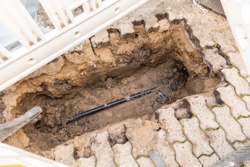 Construction Area Closed with Street Barriers Stock Image - Image of ...