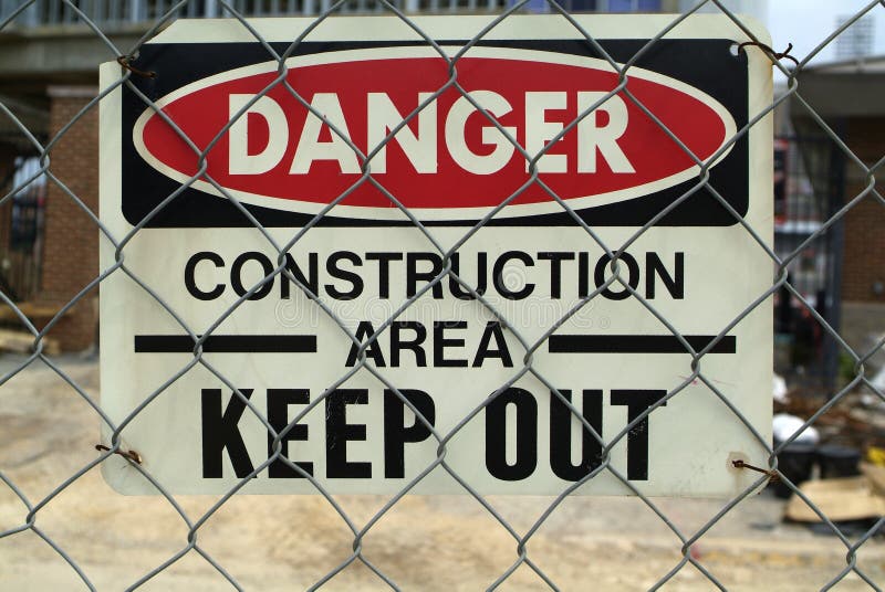 Construction Area Danger Sign Stock Photo - Image of security, symbol ...