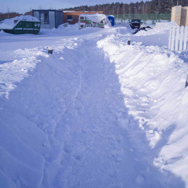 Passage dug in the snow stock photo. Image of snow, temperature - 211049862