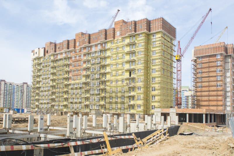 Construction Area and almost Ready Building Stock Photo - Image of ...
