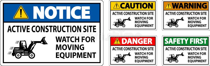 Construction Area Sign Danger - Active Construction Site, Watch for ...