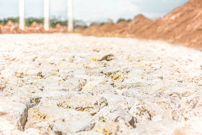 Construction of an Asphalt Road. the Road is Made of Rubble Stone ...