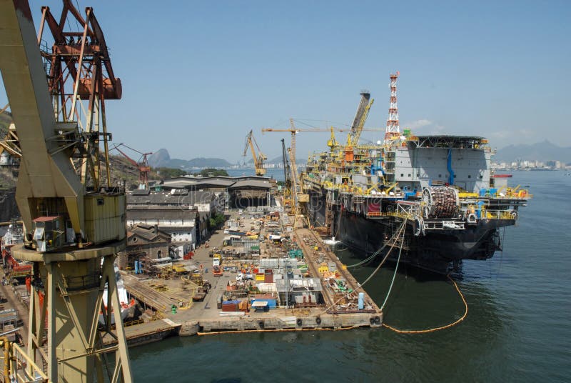 Construction and Assembly of an FPSO Platform in a Shipyard. Stock ...