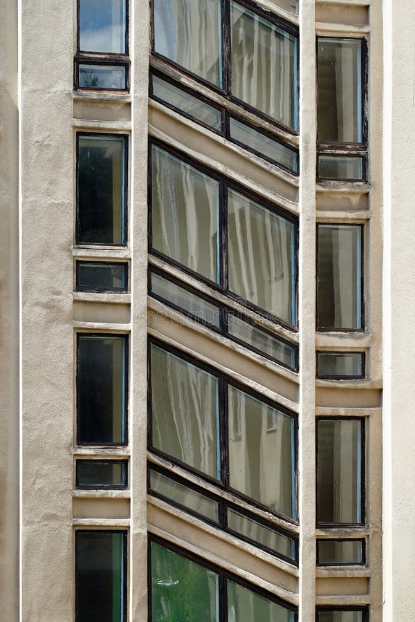 Construction Background Building with Diagonal Windows of Stairwells ...