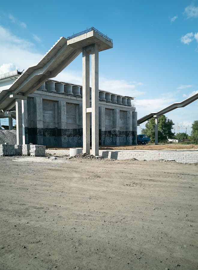Construction Background. Concrete Bridge Piers Stock Image - Image of ...