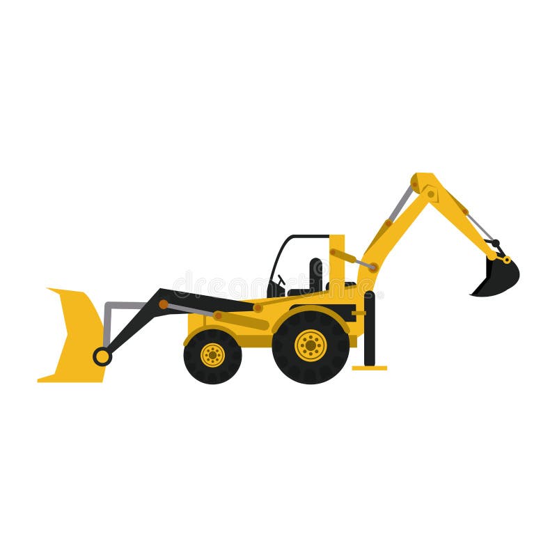 Construction Backhoe Vehicle Stock Vector - Illustration of bucket ...