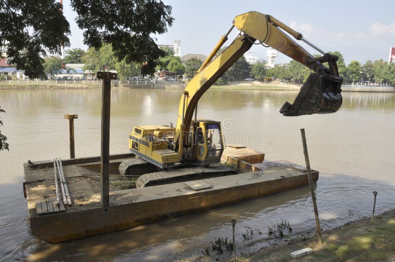 Construction Backhoe at Work Stock Image - Image of raft, chiangmai ...