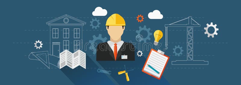 Construction Banner, Builder Stock Illustration - Illustration of ...