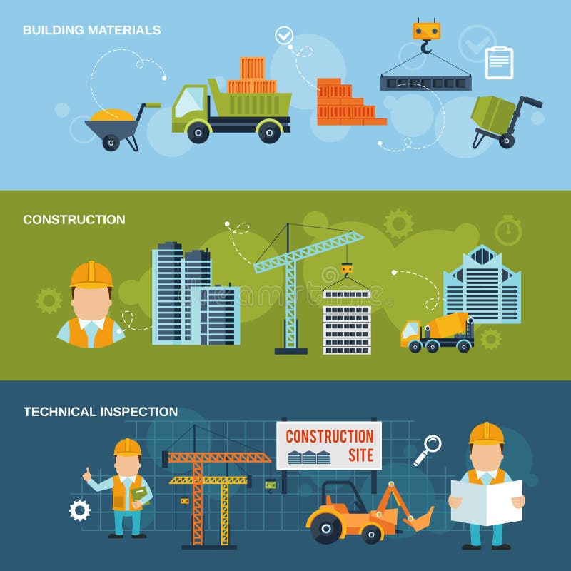 Construction Banners Set stock vector. Illustration of business - 50565939