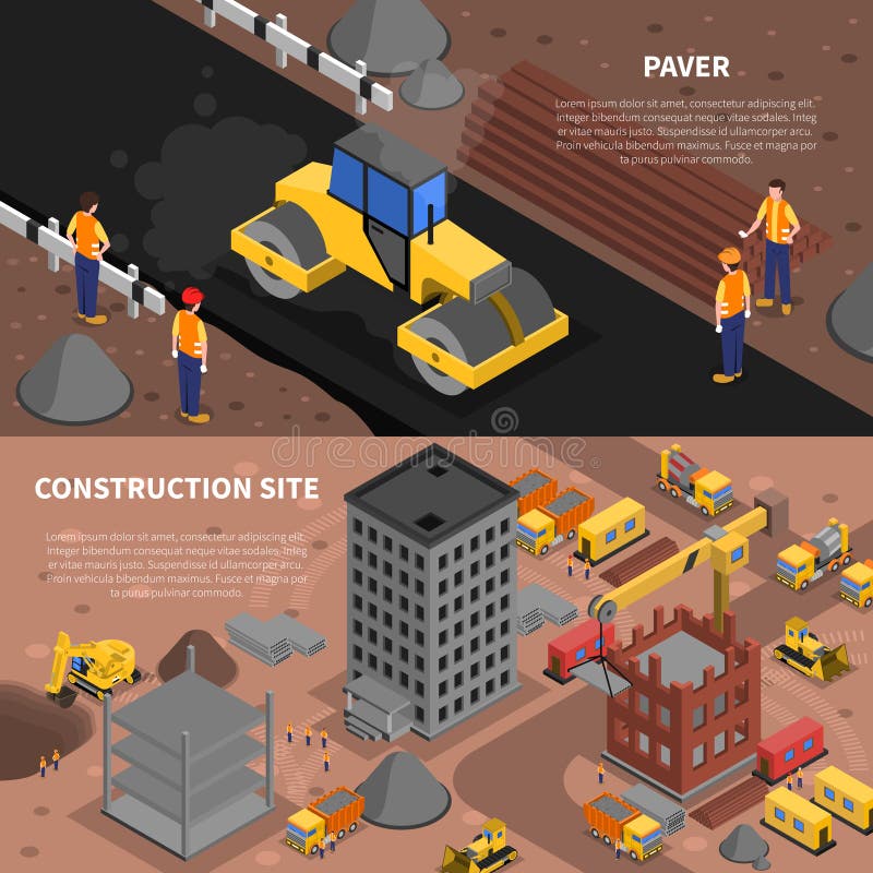 Set of Isometric Workers, Construction Workers, Builders in the Form ...