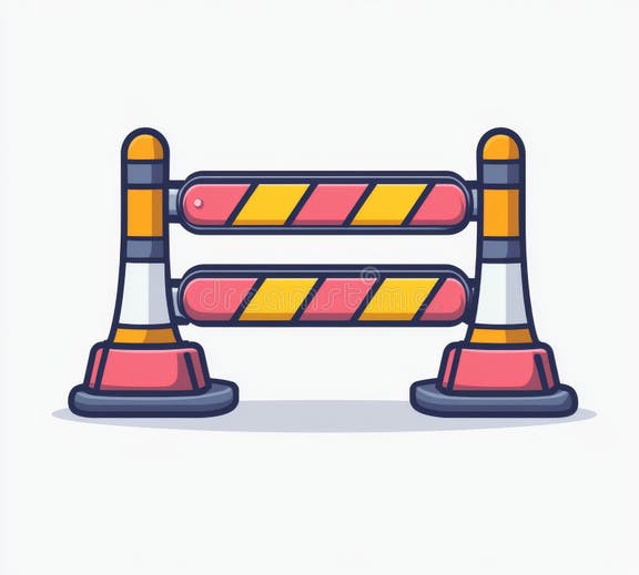 A Construction Barrier with Red and Yellow Stripes, Marked by Orange ...