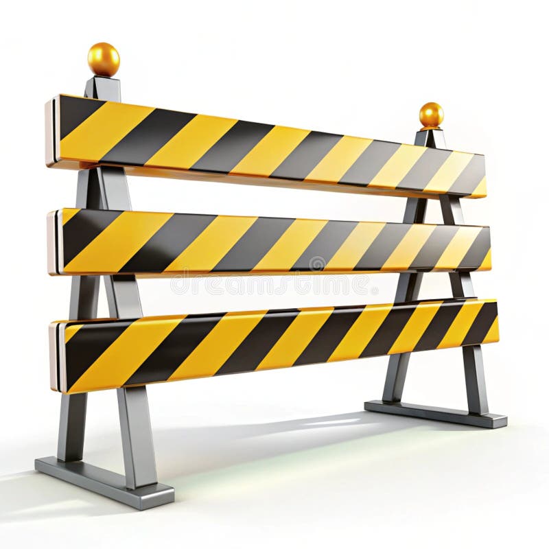 Construction Barrier with Yellow and Black Stripes Stock Illustration ...