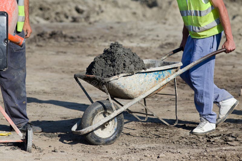 Construction Barrow with Concrete Stock Image - Image of push ...