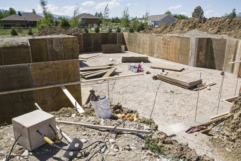 Construction Basement Forms Excavation Site Stock Image - Image of ...