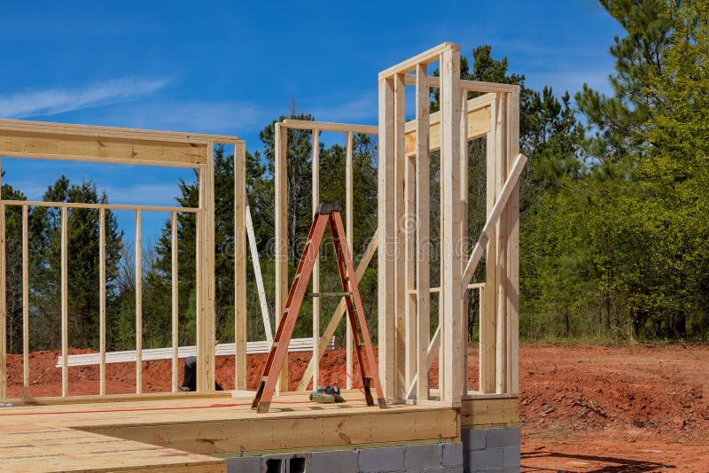 The Construction of a Beam Built Home with a Wooden Framework Frame ...