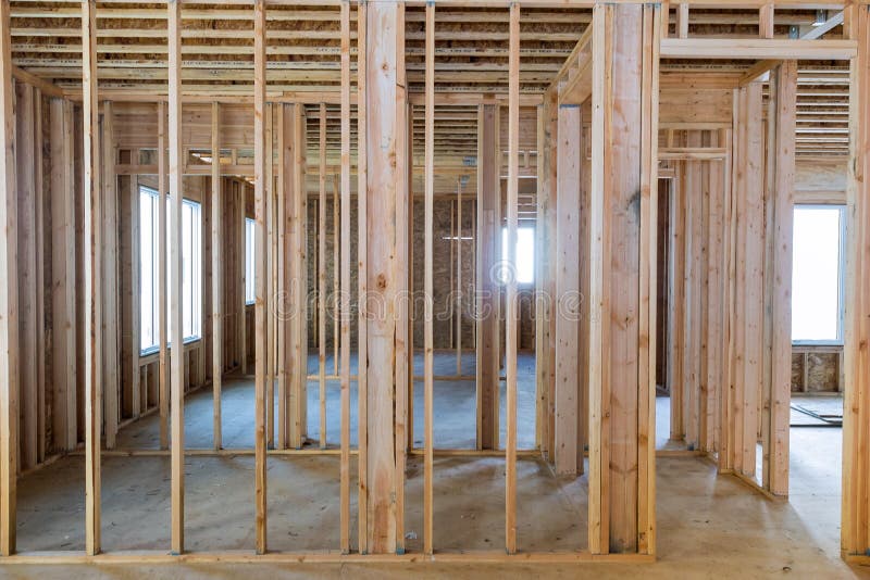 Construction of Beam Construction House Framed the Ground Up Stock ...